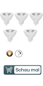 Linkind GU5.3 MR16 LED 5W Lampe 12V, 50 Watt ersetzt, 2700K Warmweiß 36° Abstrahlwinkel LED Spot ...