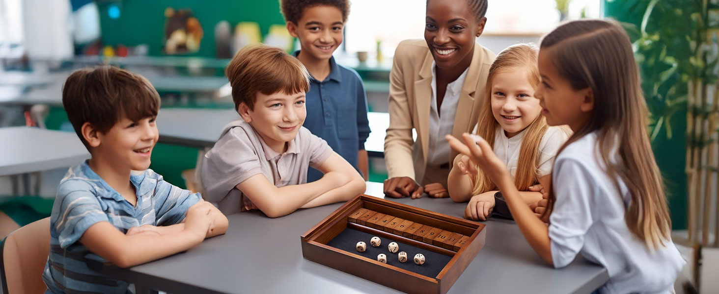 Amazon.com: VAMSLOVE Shut The Box Dice Game Wooden Board Table Math ...