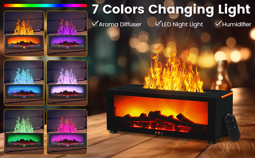 Mini Fireplace Diffusers For Essential Oils Fireplace Humidifier With Remote 150ml