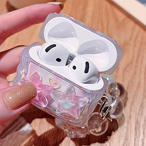 Amazon.com: MINSCOSE Compatible with Airpods 4 Clear Case,Cute 3D Stars Pattern Design with Love ...
