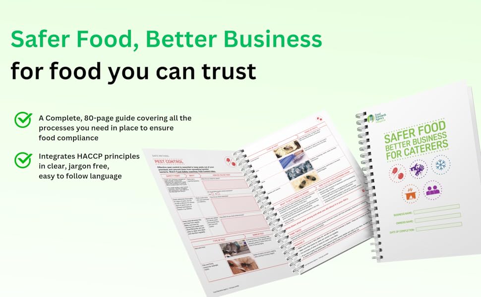 Safer Food Better Business, Food Safety Book for Caterers 2025 with 7 Food Safety Signs, 13 ...