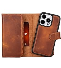 Amazon.com: Bayelon Wallet Case for iPhone 15 Pro Max, Full Grain Leather Wallet, Detachable ...