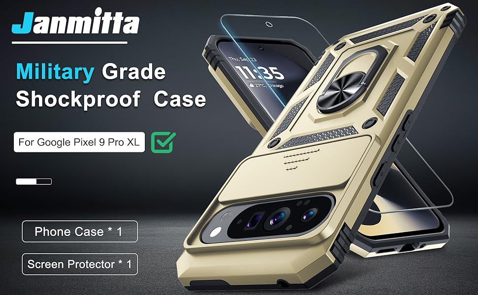 Amazon.com: Janmitta Case Compatible with Google Pixel 9 Pro XL Built in Slide Camera Lens Cover ...