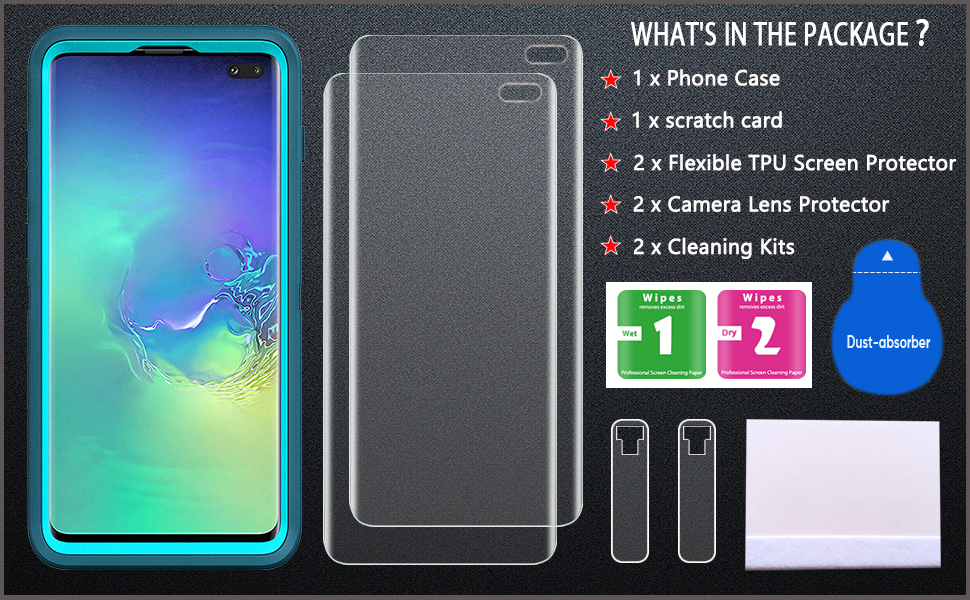 Amazon.com: YKHJKLEC for Samsung Galaxy S10 Plus Case, with 2Pcs [Self Healing Flexible TPU ...