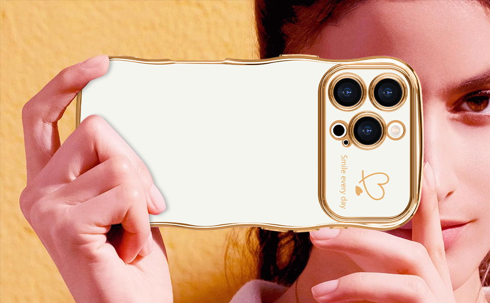 Amazon.com: LCHULLE for iPhone 16 Pro Max Case for Women Girls, Cute Wave Frame Curly Shape with ...