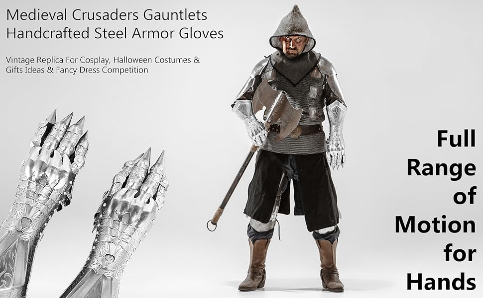 Amazon.com: Medieval Crusaders Gauntlets - Handcrafted Steel Armor ...
