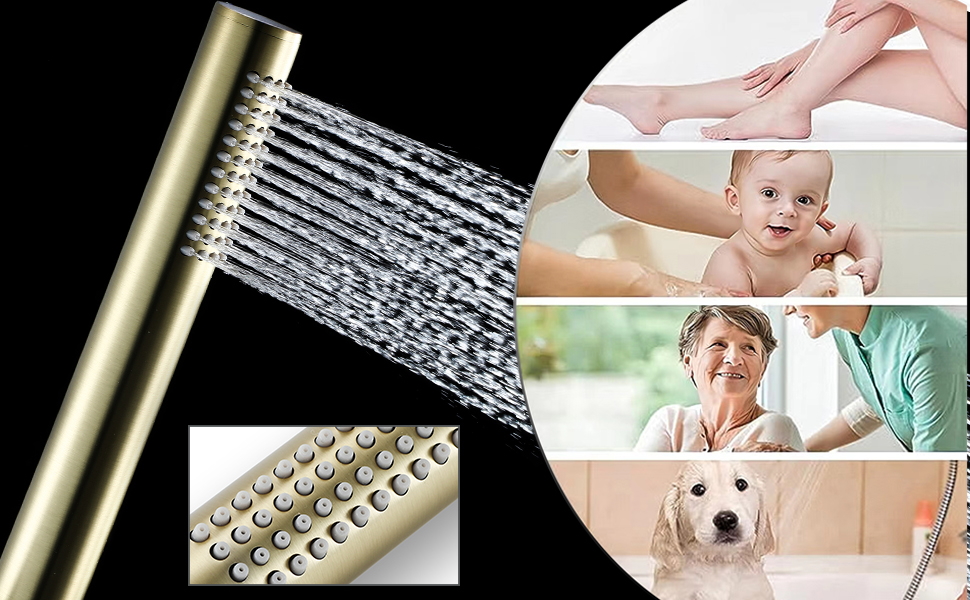 WRKMH Shower Faucet Set Black and Brushed Gold Rainfall Shower System Wall Mounted Shower ...