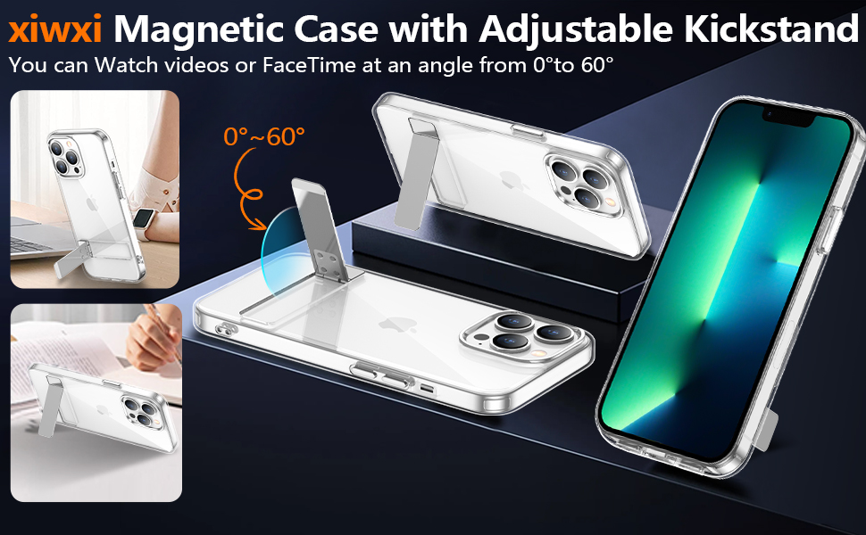 Amazon.com: xiwxi for iPhone 13 Pro Case with Kickstand,[Compatible with Magsafe][1*Screen ...