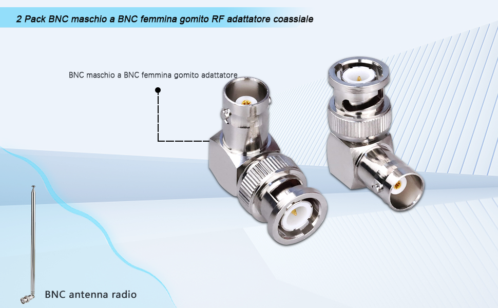 TUOLNK 2 Pack BNC Maschio a BNC Femmina Adattatore a gomito Adattatore coassiale RF da 90 gradi ...