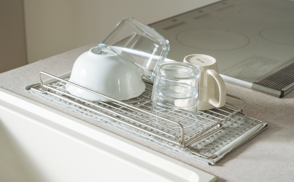 Amazon｜【aiji】水切りラック シンク上 シンク横 ステンレス 伸縮式 44.5～74cm 折り畳み 大容量 ボトルスタンド 食器 水筒水切りラック 防水錆び キッチン収納 収納ラック ...