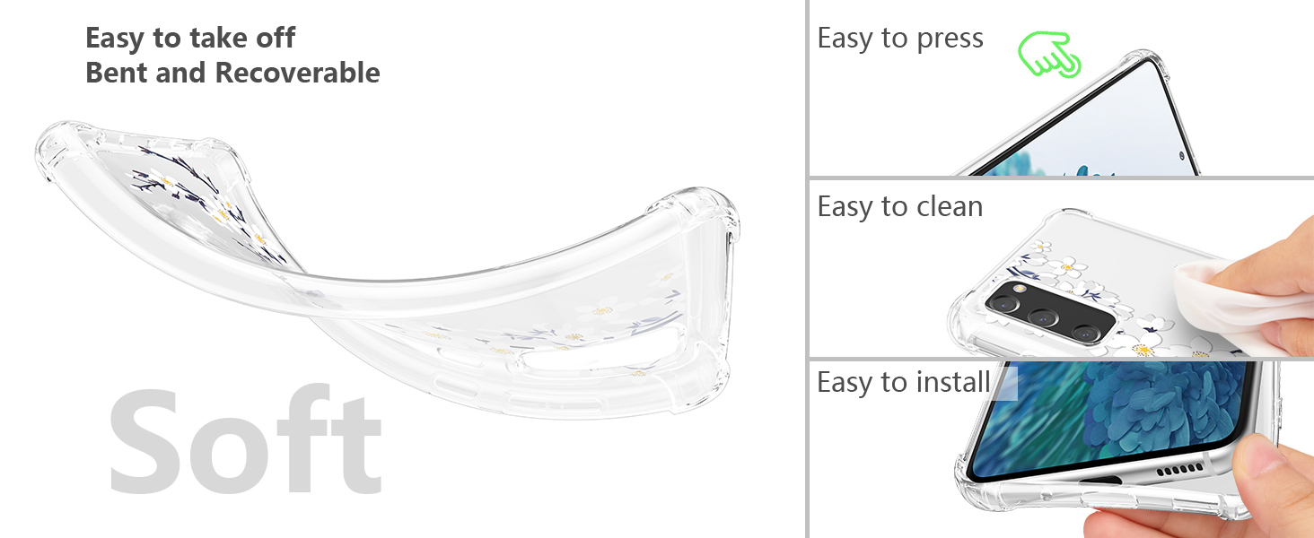 Amazon.com: DEFBSC Soft Case Compatible with Samsung Galaxy S20 FE 5G, Clear Floral Flower ...