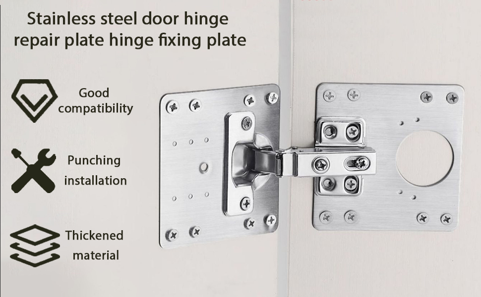 4 Stück Schrankscharnier-Reparaturplatten, Scharnier-Reparaturhalterungen mit Löchern 12 Stück ...