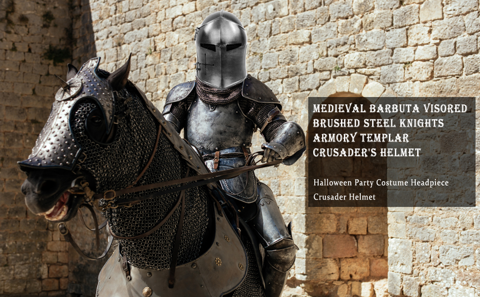 Amazon.com: Nagina International Medieval Barbuta Visored Brushed Steel ...