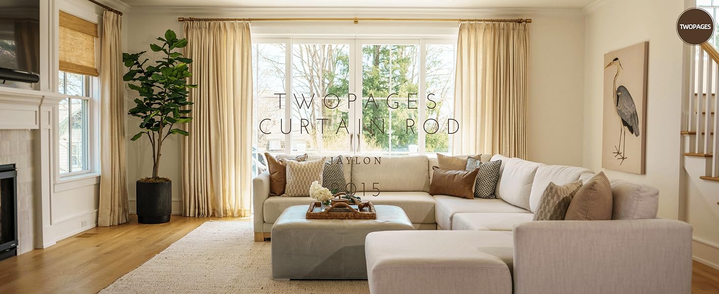 Amazon.com: TWOPAGES Adjustable Curtain Rod, Heavy Duty Curtain Rod Set with Brackets and Rings ...