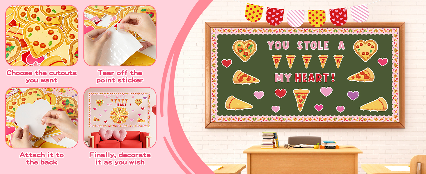 Amazon.com : CPicdn 136Pcs Valentine’s Day Pizza Bulletin Board ...