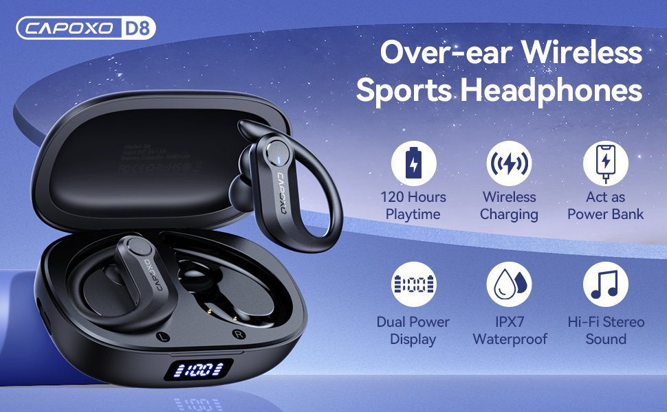 Amazon.com: CAPOXO Bluetooth Headphones Wireless Earbuds 120Hrs Playtime Ear Buds IPX7 ...