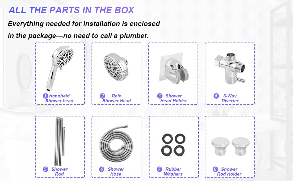 Dual Shower Head for Couples – High Pressure Double Shower Heads for Two People with Adjustable ...