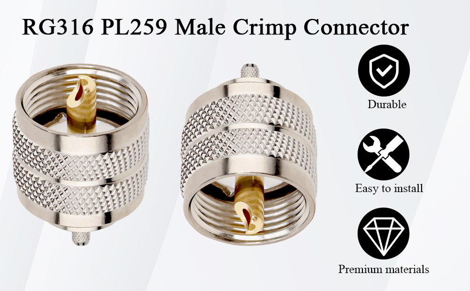 Amazon.com: MOOKEERF PL-259 Male Crimp Connector,UHF SO239 Crimp Coax ...