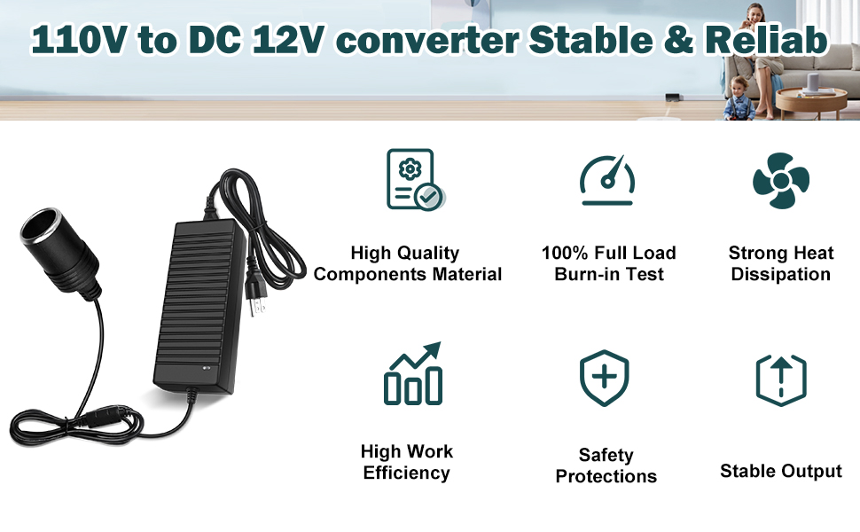 Amazon.com: inShareplus 12V 120W 10A AC to DC Converter (3 Pin), 110V to 12V Cigarette Lighter ...