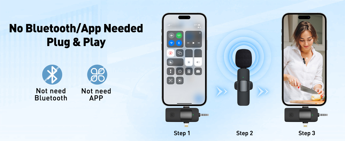 Amazon.com: NICHOM 3 in 1 Wireless Microphone for iPhone, iPad, Android, Camera, Mini ...