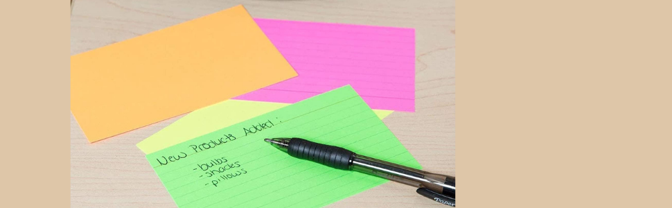 Amazon.com : 1InTheOffice Ruled Neon Index Cards 3x5, Ruled Index Cards, Assorted Neon Color ...