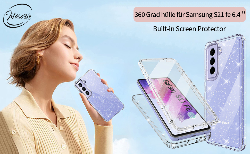 Mosoris Handyhülle für Samsung Galaxy S21 FE 5G Hülle Glitzer,Samsung S21 FE 5G Hülle mit ...