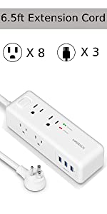 NVEESHOX Regleta Multicontacto, Multicontacto Pared Conector Multiple con 12 Tomas y 4 USB-A ...