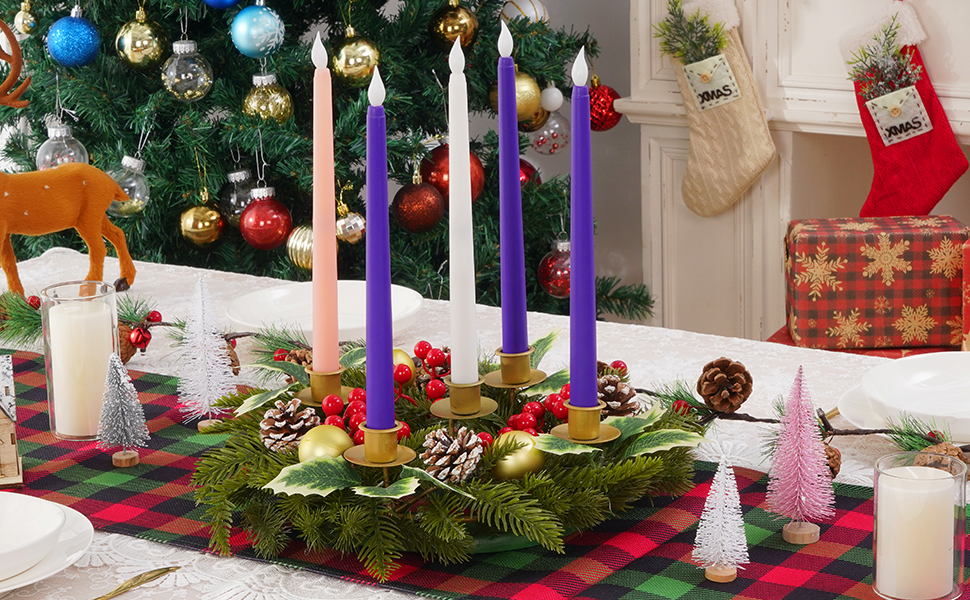 Amazon.com: Waipfaru 6 Pcs Christmas Advent Wreath Advent Candle Holder ...
