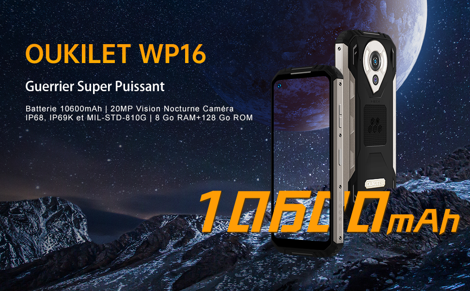 OUKITEL WP16 Téléphone Portable Incassable - Batterie 10600mAh, 8GB ...