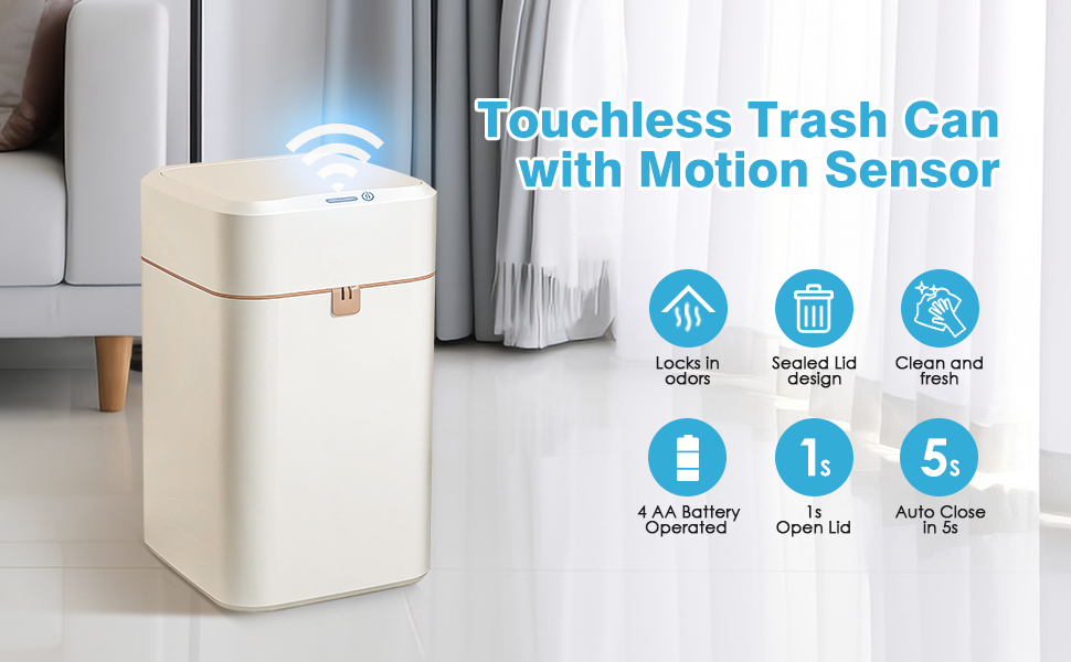 Amazon.com: SMALLSHS 5 Gallon Automatic Trash Can, Touchless Motion ...