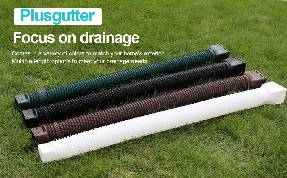 Plusgutter Brown 2-Pack Rain Gutter Downspout Extensions Flexible ...