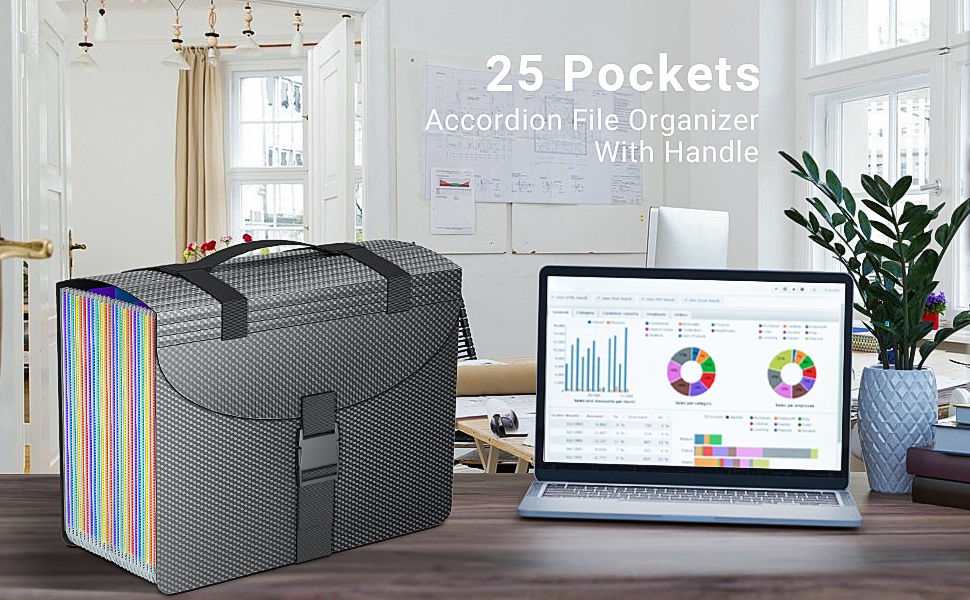 Amazon.com : TOPCJ File Organizers with Handle,Portable Expanding File Folder,25 Pockets ...