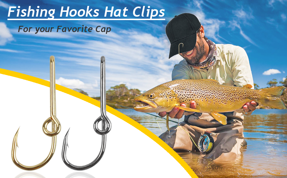 Amazon.com: VATEICO 10PCS/20PCS Fishing Hook Hat Pins for Hat,Fish Hook Hat Clip for Hat Tie ...