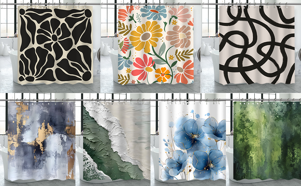 Amazon.com: She Love Black and Grey Abstract Shower Curtain Modern Geometric Art Minimalist ...