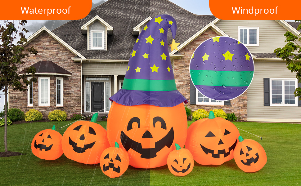 Amazon.com: Litake 8FT Inflatable Halloween Decorations Pumpkin, Build-in LEDs Outdoor Halloween ...
