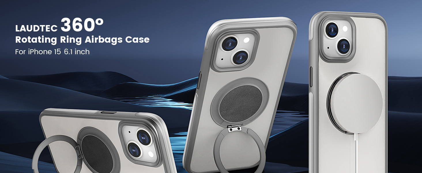 Amazon.com: LAUDTEC Air-Filled Bumper Case for iPhone 15 with Stand, 360° Rotatable Magnetic ...
