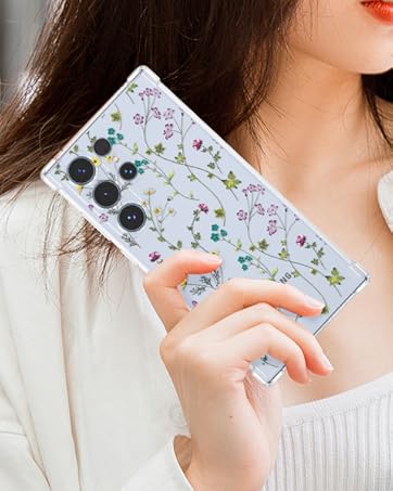 Amazon.com: RALEAVO for Samsung Galaxy S24 Ultra Case Compatible with MagSafe Clear Floral Case ...