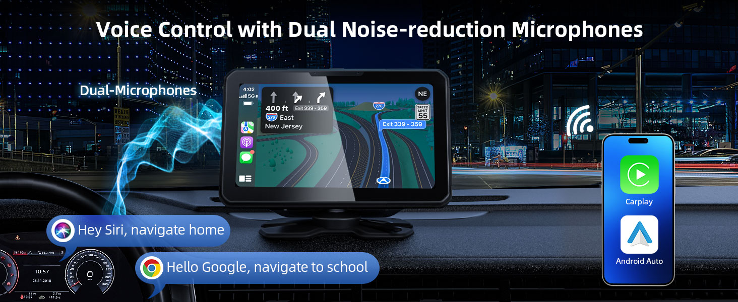 Amazon.com: AX2V Wireless Carplay Screen for Car 7'' Portable Carplay & Android Auto Car Stereo ...