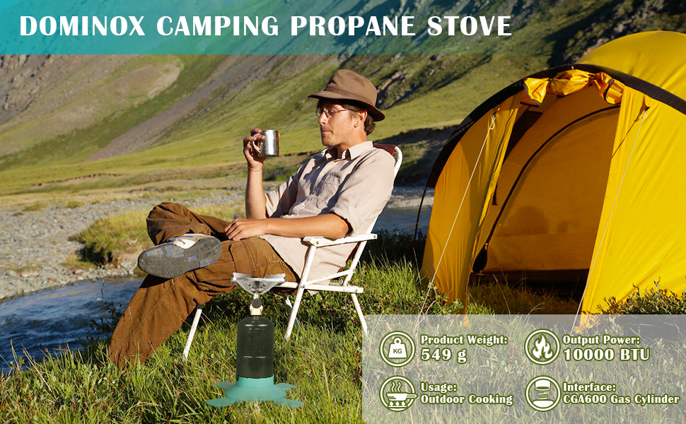 Amazon.com: DOMINOX 10,000 BTU Propane Camping Stove, Portable Adjustable Flame Camping Stove ...