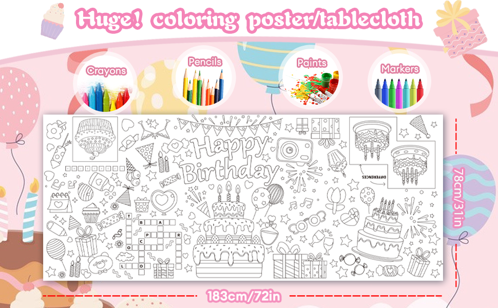 Amazon.com: Faisly Giant Coloring Poster for Kids,72x31In Large ...