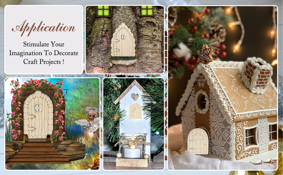 Unpainted Fairy Theme Mini Door, 48pcs Mini Wooden Fairy Doors, Miniature Wooden Fairy Doors ...