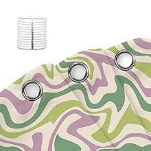 Amazon.com: Boho Sage Green Shower Curtain, Cute Aesthetic 70S Abstract Wavy Swirl Bathroom ...