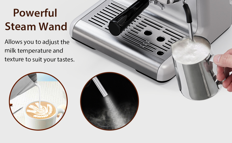 Amazon.com: CuisinAid Espresso Machine with Grinder & Milk Frother, 20 Bar Espresso Coffee Maker ...