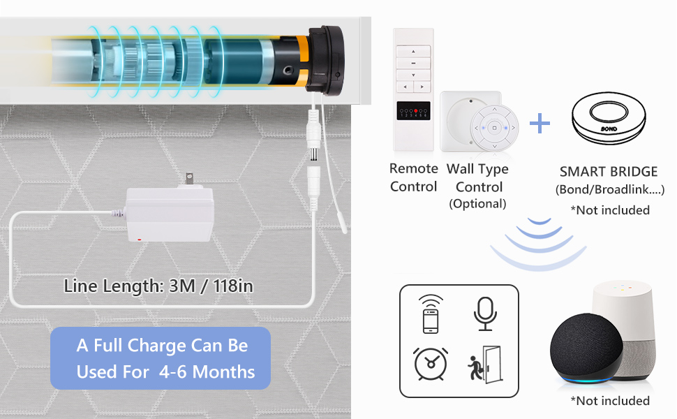 Amazon.com: ZSTARR Customize Motorized Blinds Electric Roller Blinds with Remote Smart Automatic ...
