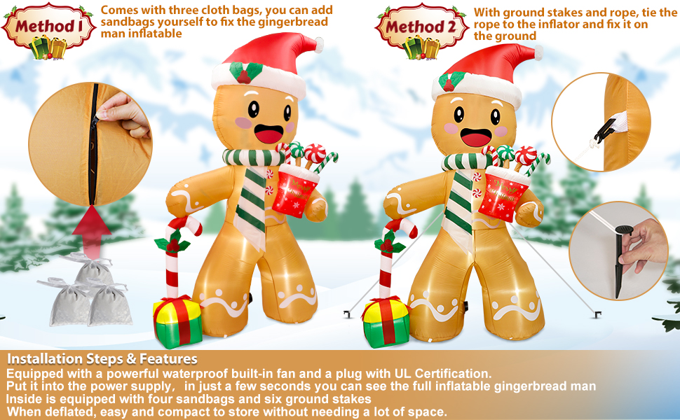 Amazon.com: OurWarm Christmas Inflatables Outdoor Decorations Gingerbread Man, 8FT Inflatable ...