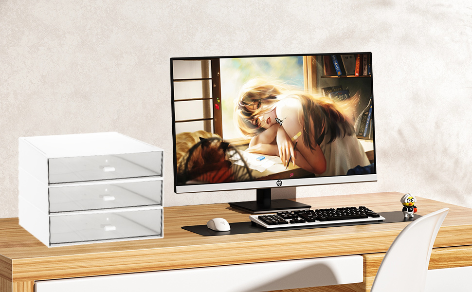 LDXDRU Plastic Desktop Storage Drawers 23 x 17 x 15cm, 3 Drawers Stackable Desk Storage ...
