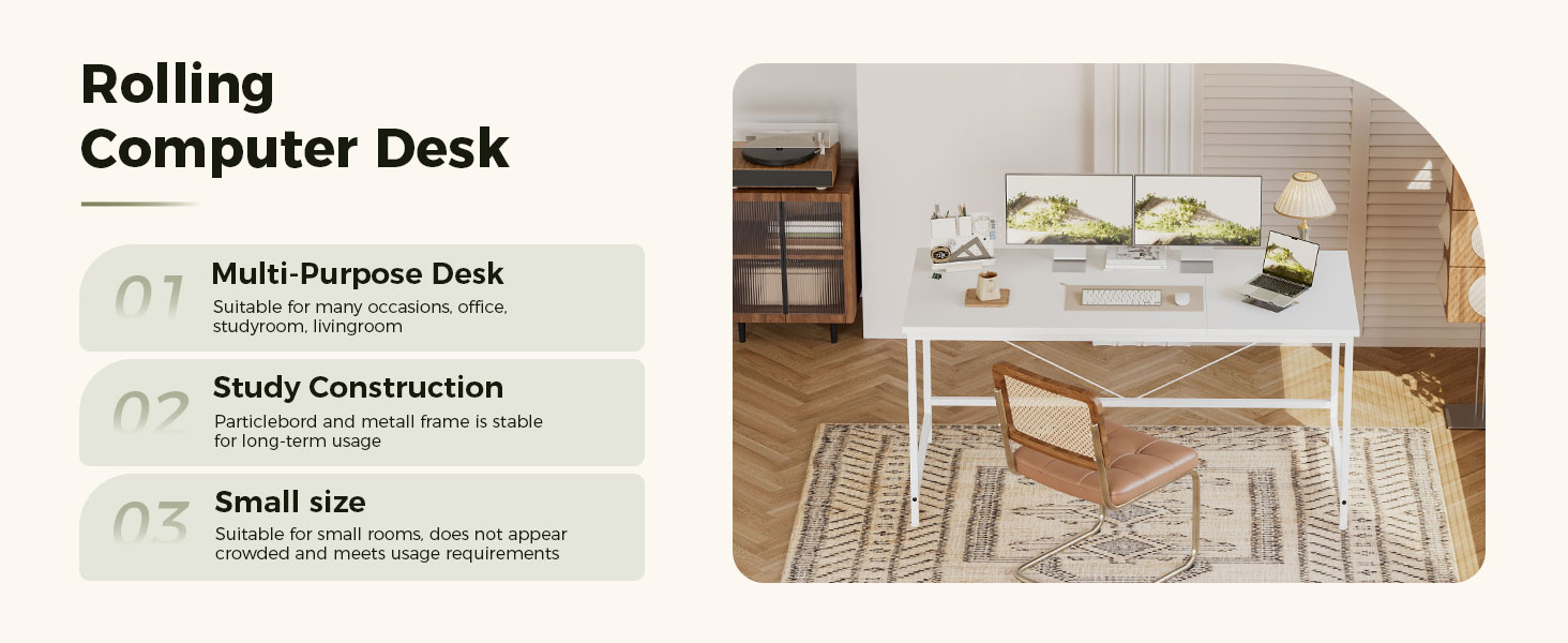 Mericonia Computer Desk with Storage Shelf on the Right, 100 x 50 cm ...