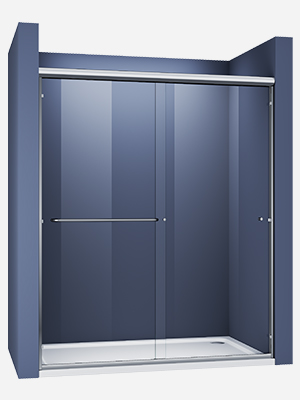SUNNY Frameless Shower Door Double Sliding Shower Doors 54" W x 72" Shower Enclosure in Chrome ...