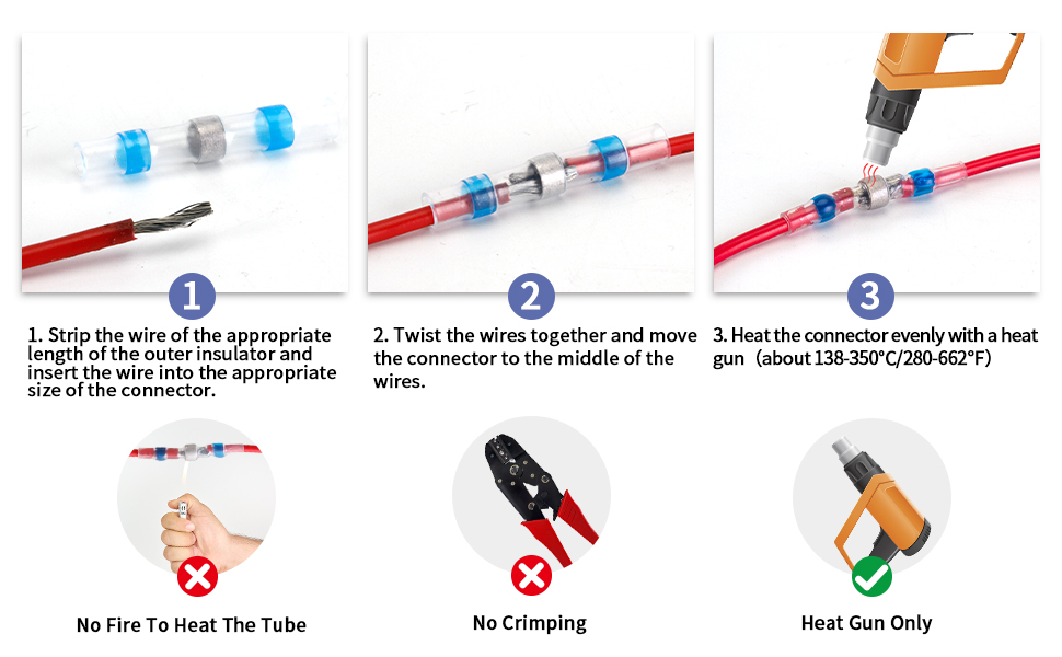 150 Pcs Solder Seal Wire Connectors - Heat Shrink Butt Wire Connectors, Electrical Connectors ...