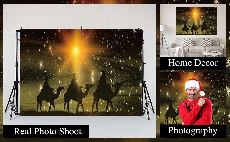Amazon.com : Allenjoy 7x5ft Christmas Backdrop Three Kings Desert Camel ...